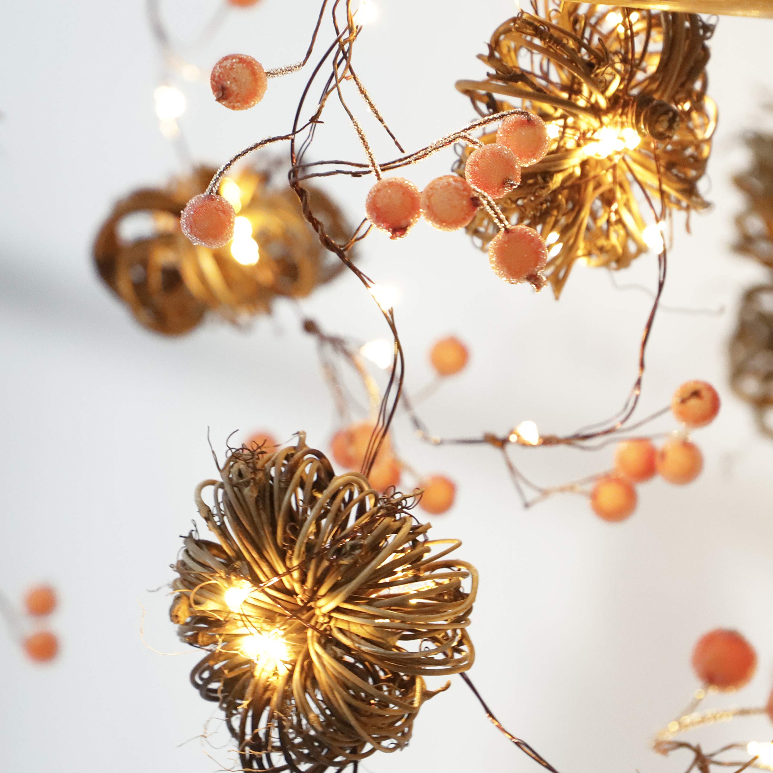 MIYA LIFE Nature Rattan Pumpkin String Lights 10FT 30LEDs - Fall Garland with Lights Battery Operated Wicker Pumpkin Lights - Perfect Autumn Lights Fall Decorations for Home (Rattan Pumpkin 1)