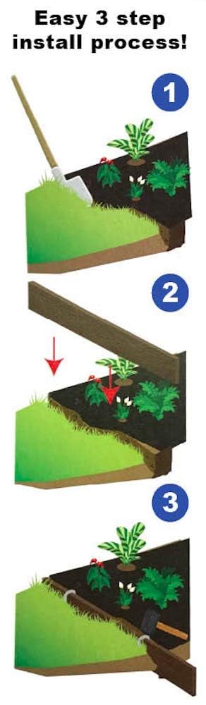 USA Made - Heavy Duty Landscape Edging, Garden Planter & Pathway Bender Board Edge Border Kit - Thick Terrace Board 3.3" H x 16'ft L - Includes 4 Stakes