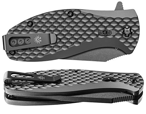 Off-Grid Knives - Badger EDC Knife, Cryo D2 Blade Steel, Grippy G10 Scales, Safety Grid-Lock, Reversible Tip-Up Deep Pocket Clip (Blackwash)