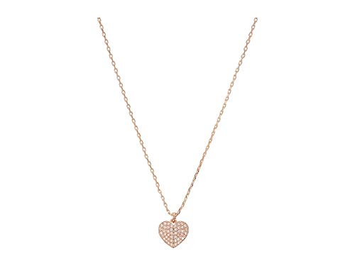 kate spade new york Heart to Heart Pave Mini Pendant Necklace Clear/Rose Gold One Size