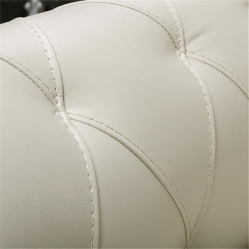 MAKLAINE 86" W Transitional Leather Tufted Fitted Back Sofa with Removable Seat Cushions, Leg Assembly Required, Seats up to 3 People, in Ivory Finish