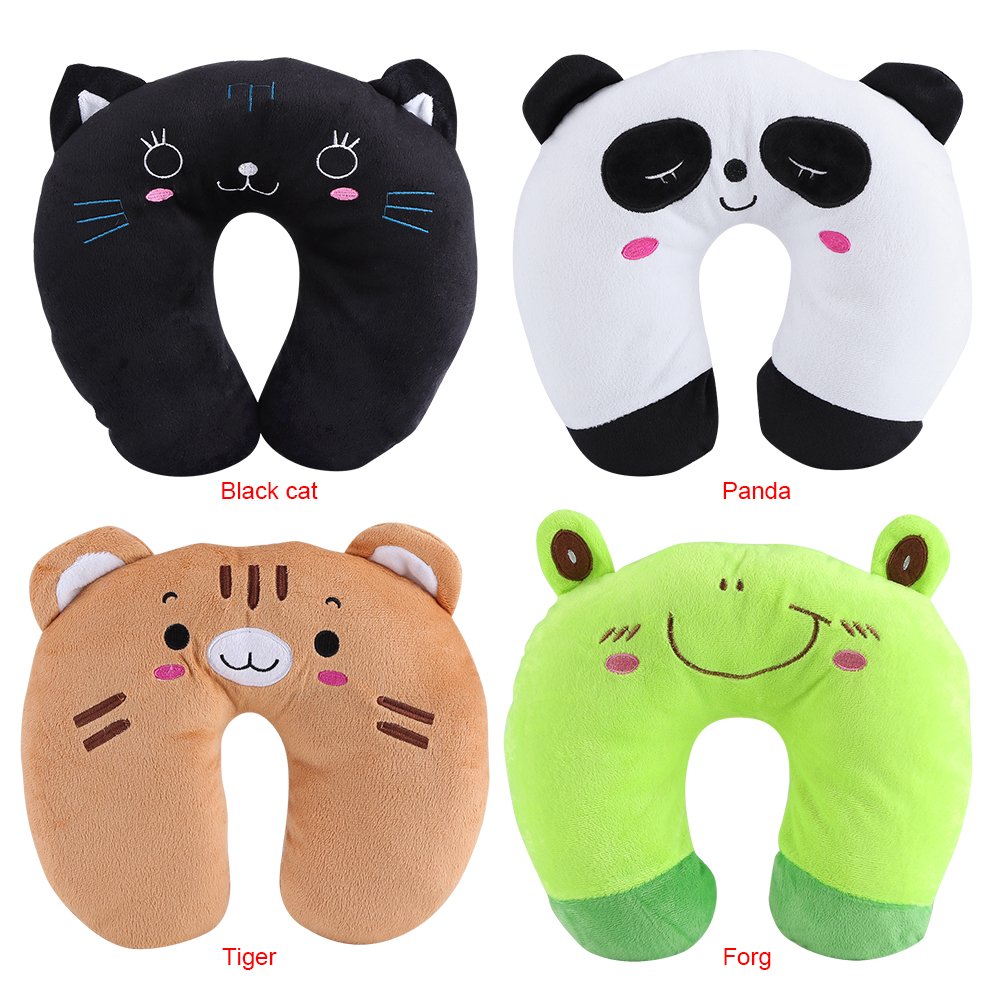 Mumusuki Sleeping Animals Shaped Travel Pillow Neck Rest Cushion U Pillow Cushion for Car Train Airplane, Chin & Neck Support for Kids Adults(Forg)