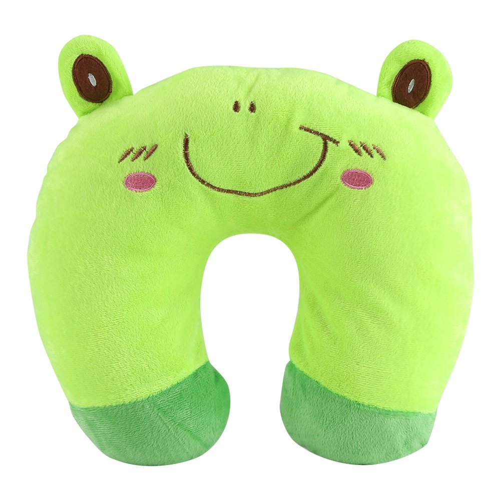 Mumusuki Sleeping Animals Shaped Travel Pillow Neck Rest Cushion U Pillow Cushion for Car Train Airplane, Chin & Neck Support for Kids Adults(Forg)