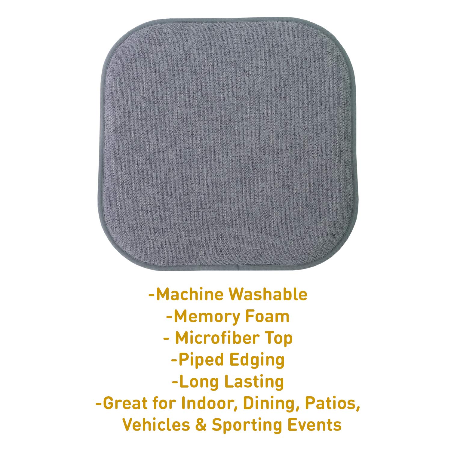 Sweet Home Collection Chair Cushion Memory Foam Pads Honeycomb Pattern Slip Non Skid Rubber Back Rounded Square 16" x 16" Seat Cover, 4 Pack, Alexis Blue/Gray