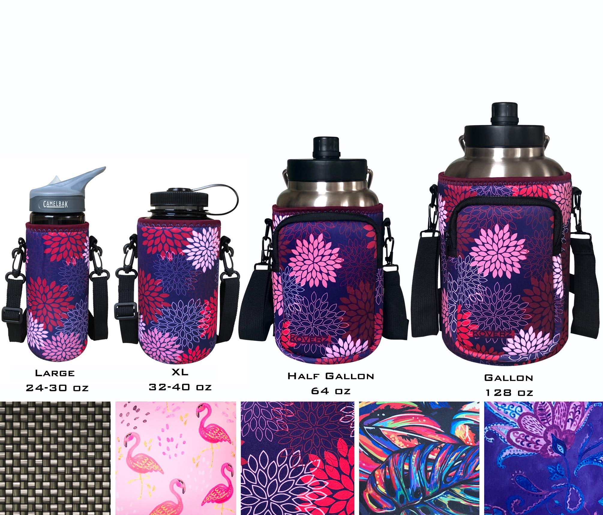 Koverz Half Gallon Jug Carrier, 64oz Bottle Carrier Compatible with Yeti & RTIC Half Gallon Jugs - Midnight Mums