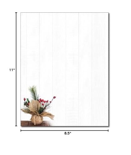 Burlap & Berries Holiday Christmas Stationery Paper - 80 Sheets