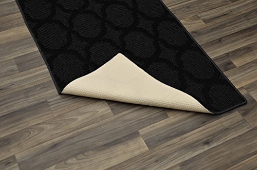 Garland Rug Sparta Non Slip Polypropylene 2 Ft. X 12 Ft. Black Area Rug- Ideal for Living Rooms & Hallways, Stylish & Durable for High-Traffic Areas