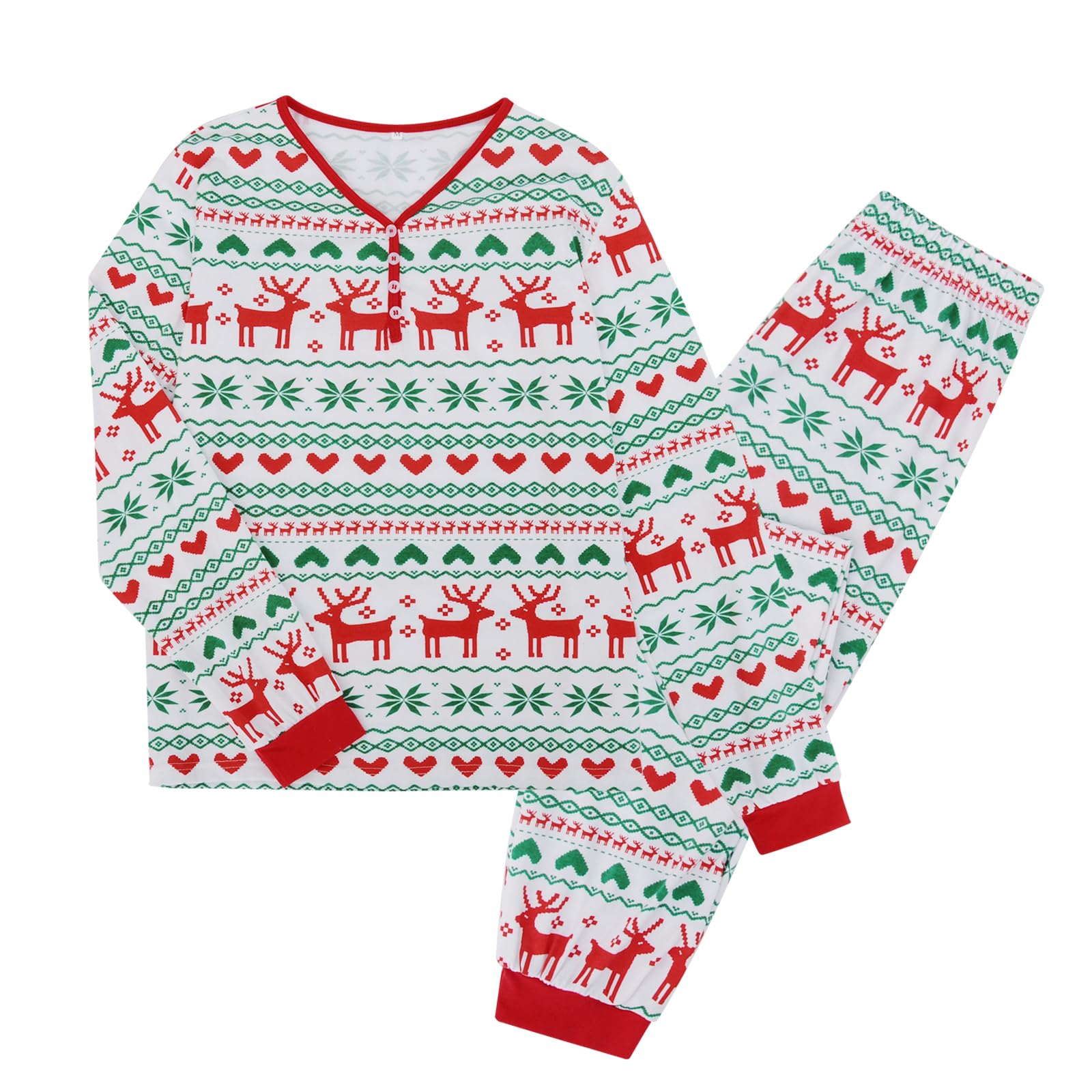 PopReal Christmas Pajamas for Family, Matching Family Christmas PJs Sets Blue Elk Tree Printed Top Sleepwear