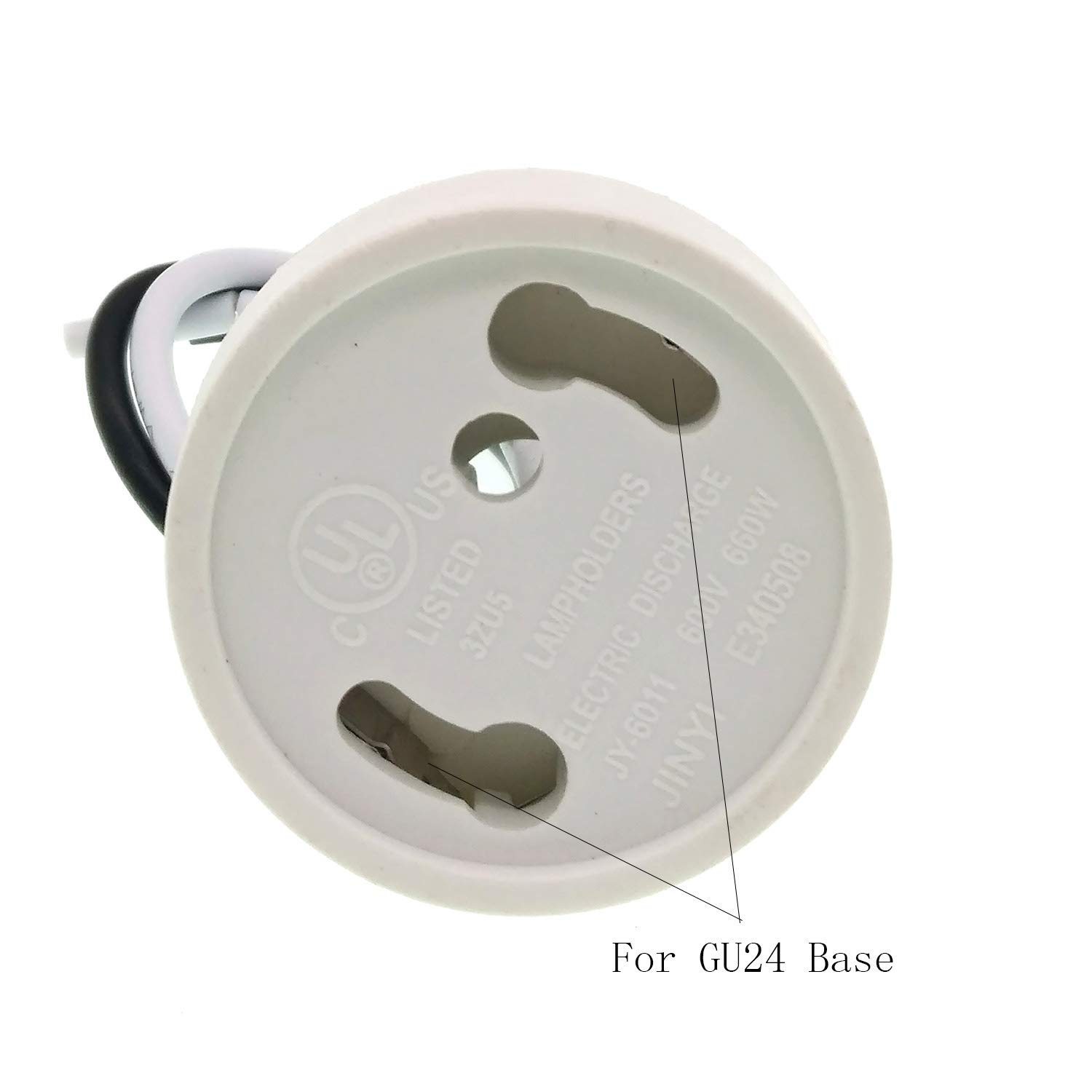 GU24 Plastic Keyless Socket with Bracket,TWDRTDD Bi-Pin (GU24) Base Twist and Lock Base Lamp Holder with 5.9 Inch Wire for CFL Lamp (3-PACK)