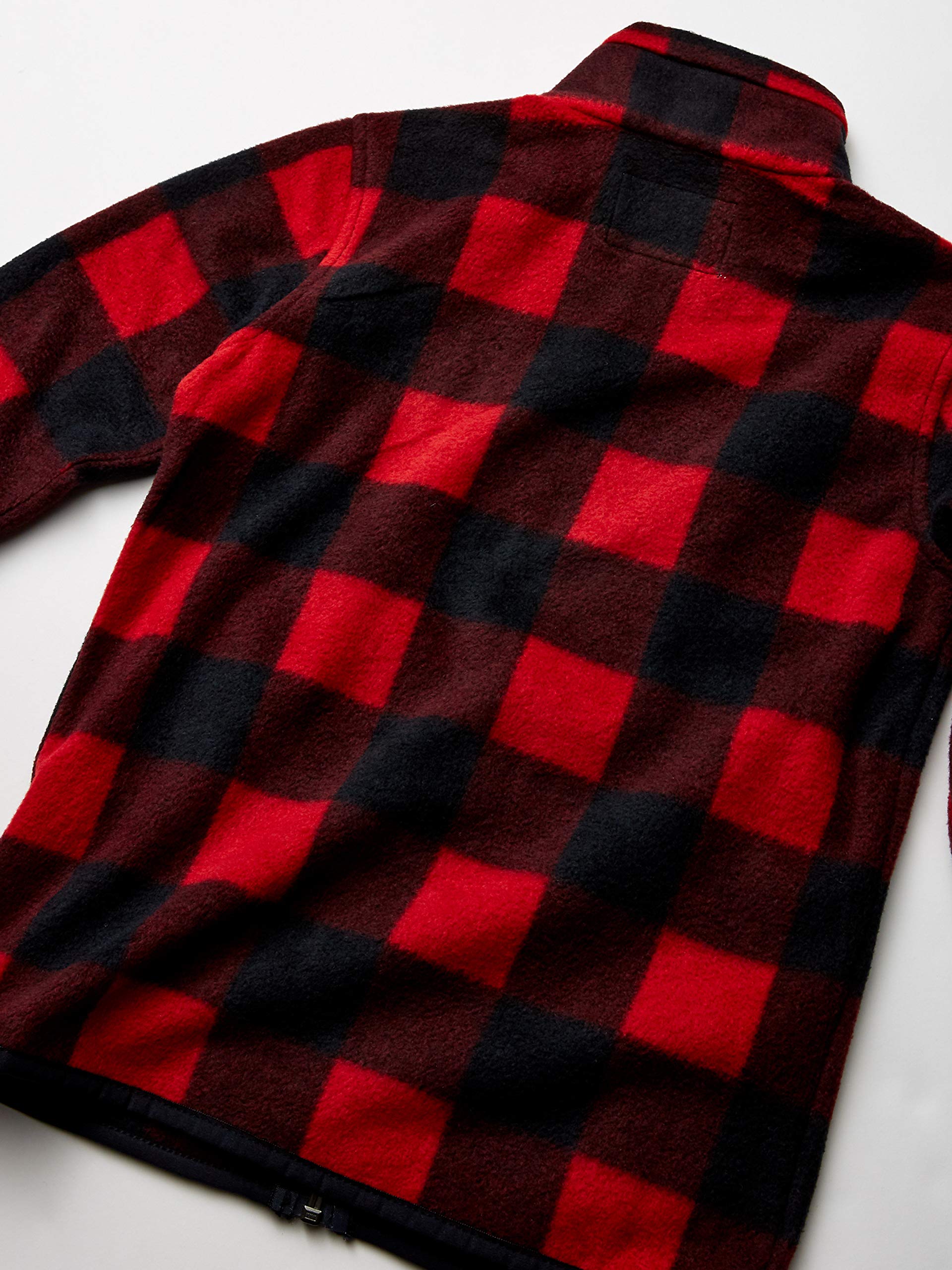 Amazon Essentials Toddler Boys' Polar Fleece Full-Zip Mock Jacket - Discontinued Colors, Black Red Buffalo Check, 2T