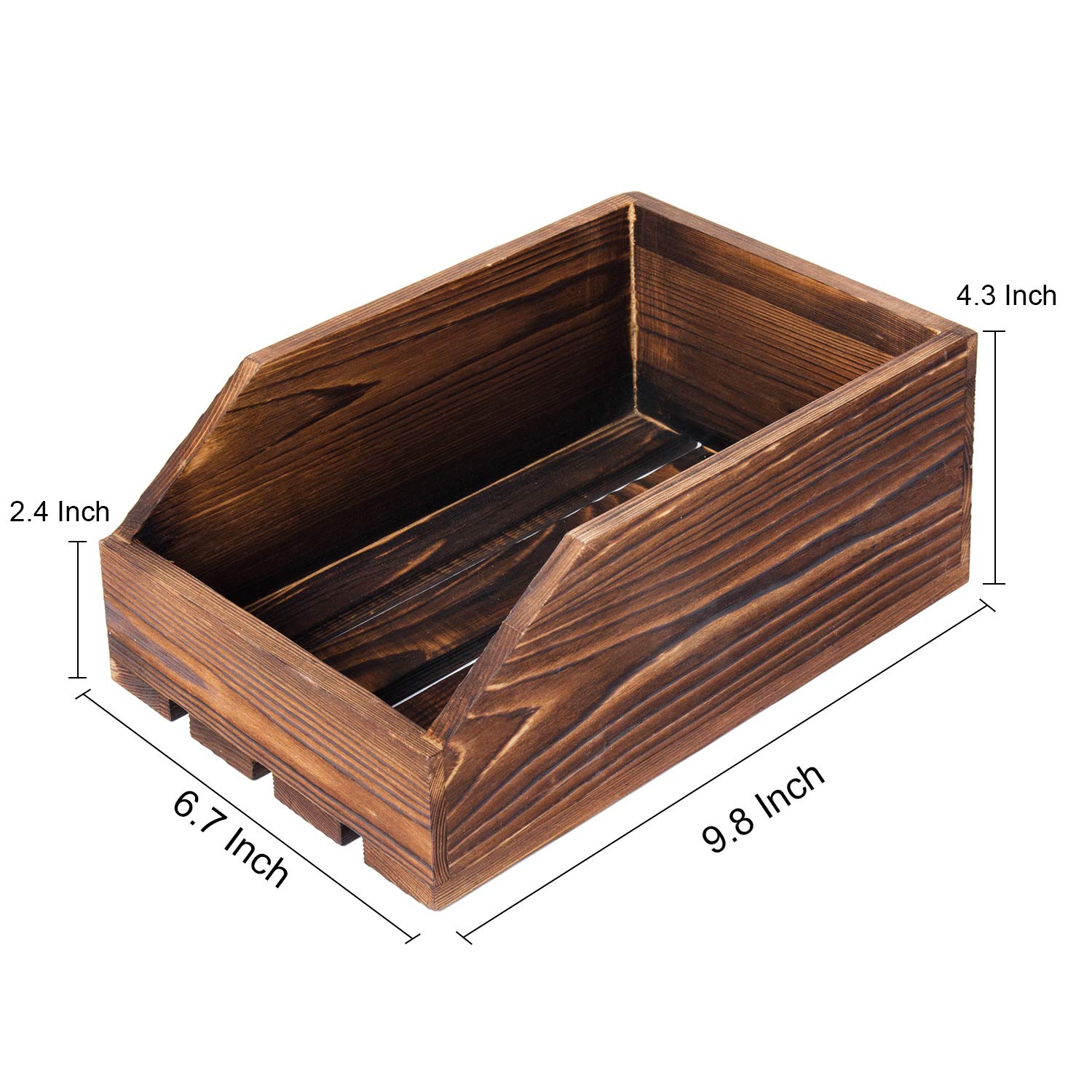 Liry Products Rustic Brown Wood Paper Nesting Tray Stackable Document Storage Crate File Organizer Tabletop Wooden Box Basket Letter Holder Folder Rack Container Desktop Home Office Supplies
