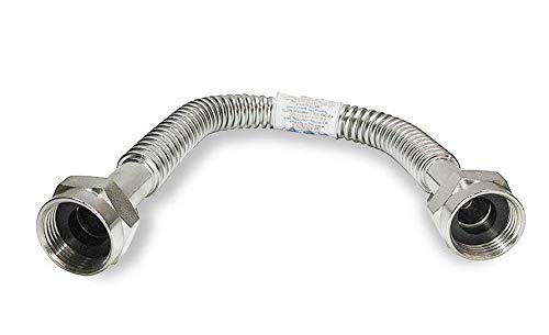 2 Pack Heavy Duty Durable Stainless Steel Corrugated Water Flex Connector with Extra Thick Washers for Water Heater and Water Softener (18x1 FIP)