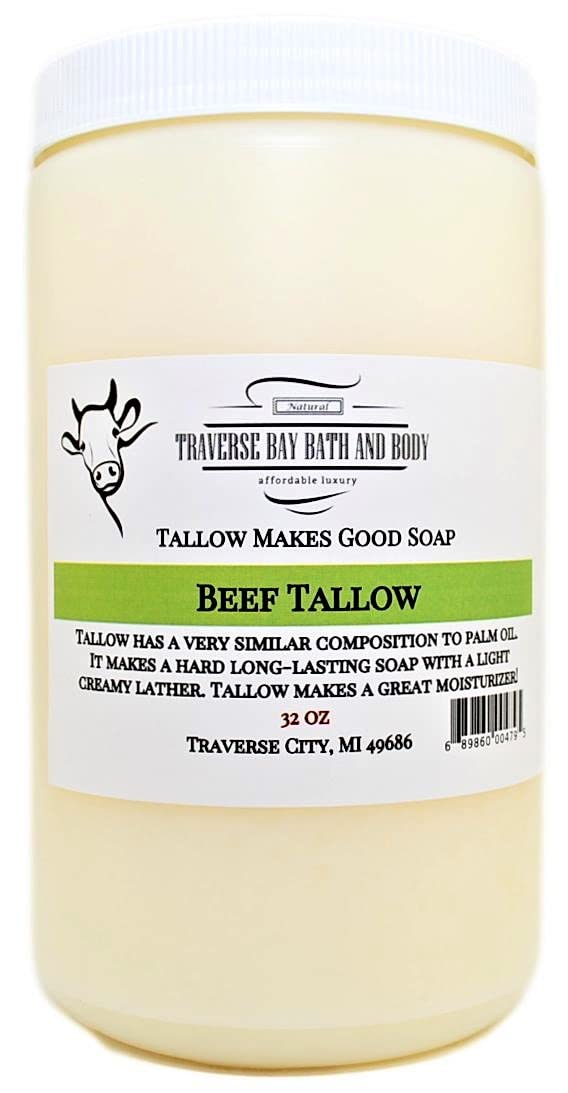 BEEF TALLOW DEODORIZED Grass fed beef Non Hydrogenated Soap making supplies. 32 FL Oz DIY projects.