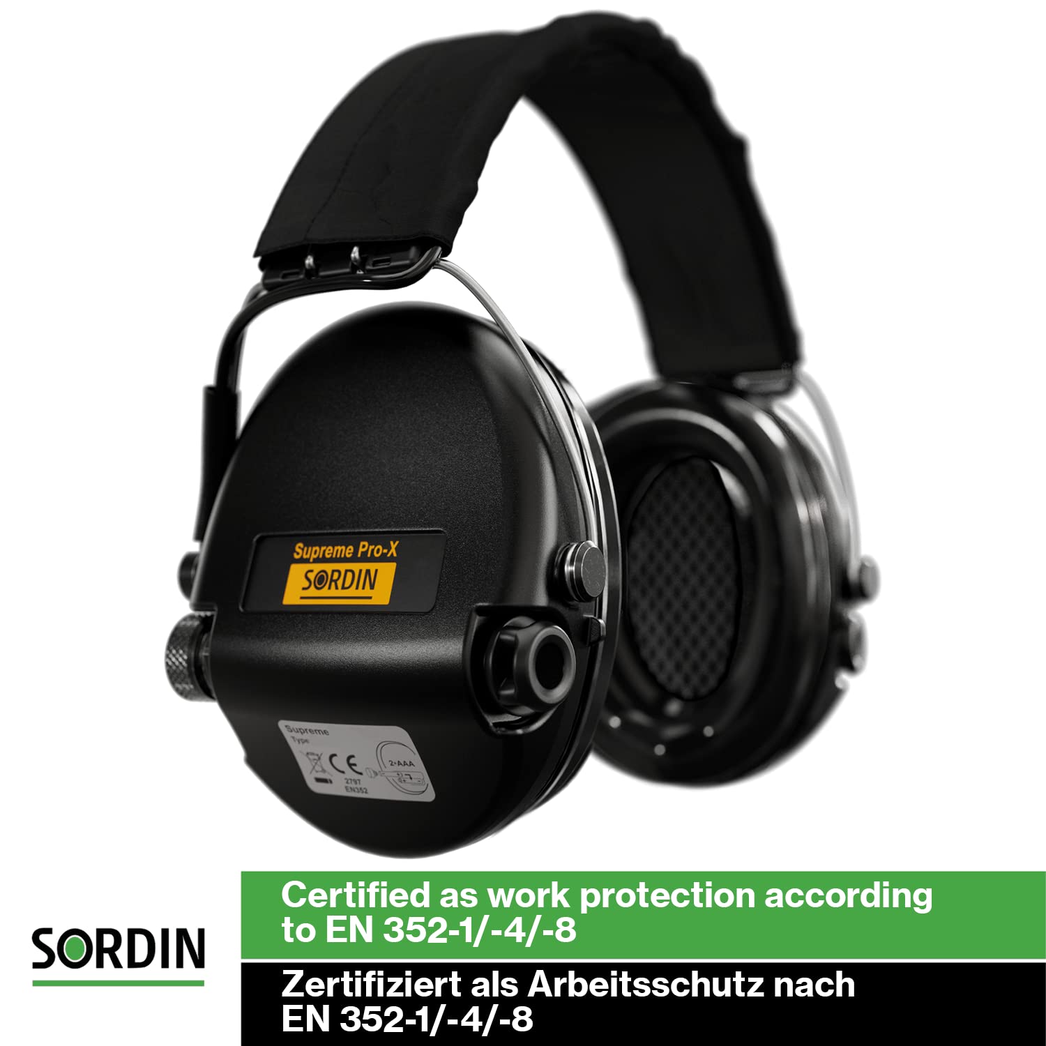 Sordin Supreme Pro-X Active Ear Defenders - Textile Band & Foam Kits - Electronic Ear Muffs (Black)