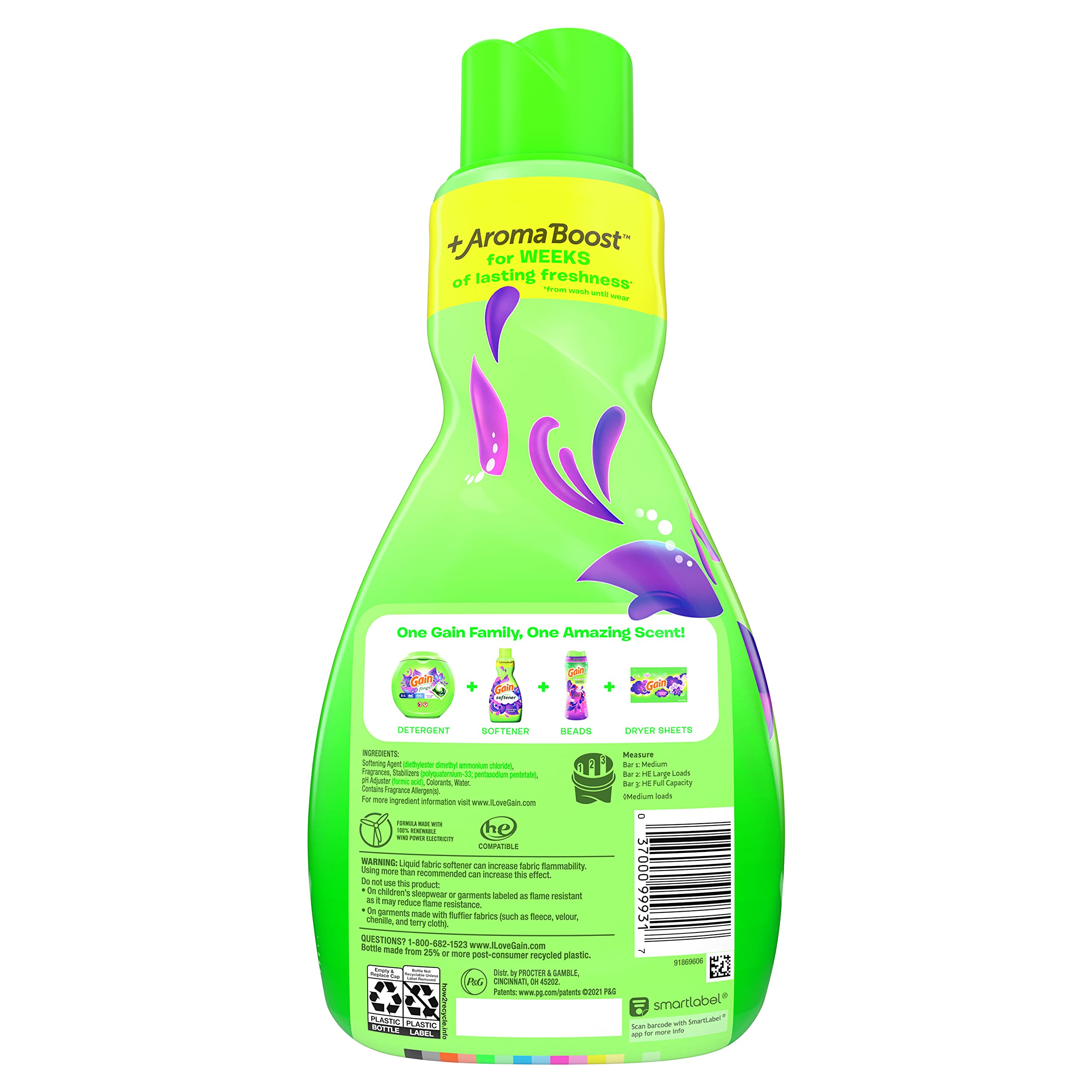 Gain Laundry Fabric Softener Liquid, Moonlight Breeze, Packaging May Vary, Total 192 Loads, 41 Fl Oz, Pack Of 4