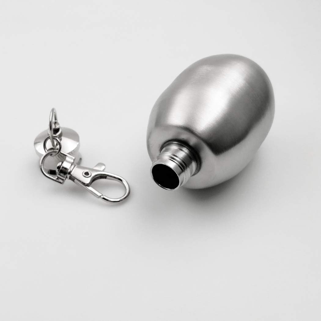 iSavage 1.5oz Hip Flask 18/8 Stainless Steel Drum Shaped Mini Design with Ring-YM145