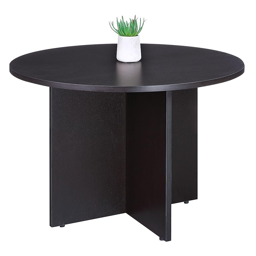 NBF at Work 42" Round Conference Tables - Thermally Fused Gray Laminate Conference Room Tables - X Base Office Meeting Table - Durable Training Tables for Brainstorming Collaboration Sessions
