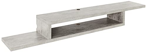 Martin Furniture Asymmetrical Floating Wall Mounted TV Console, 72inch, Stone Gray, 72"