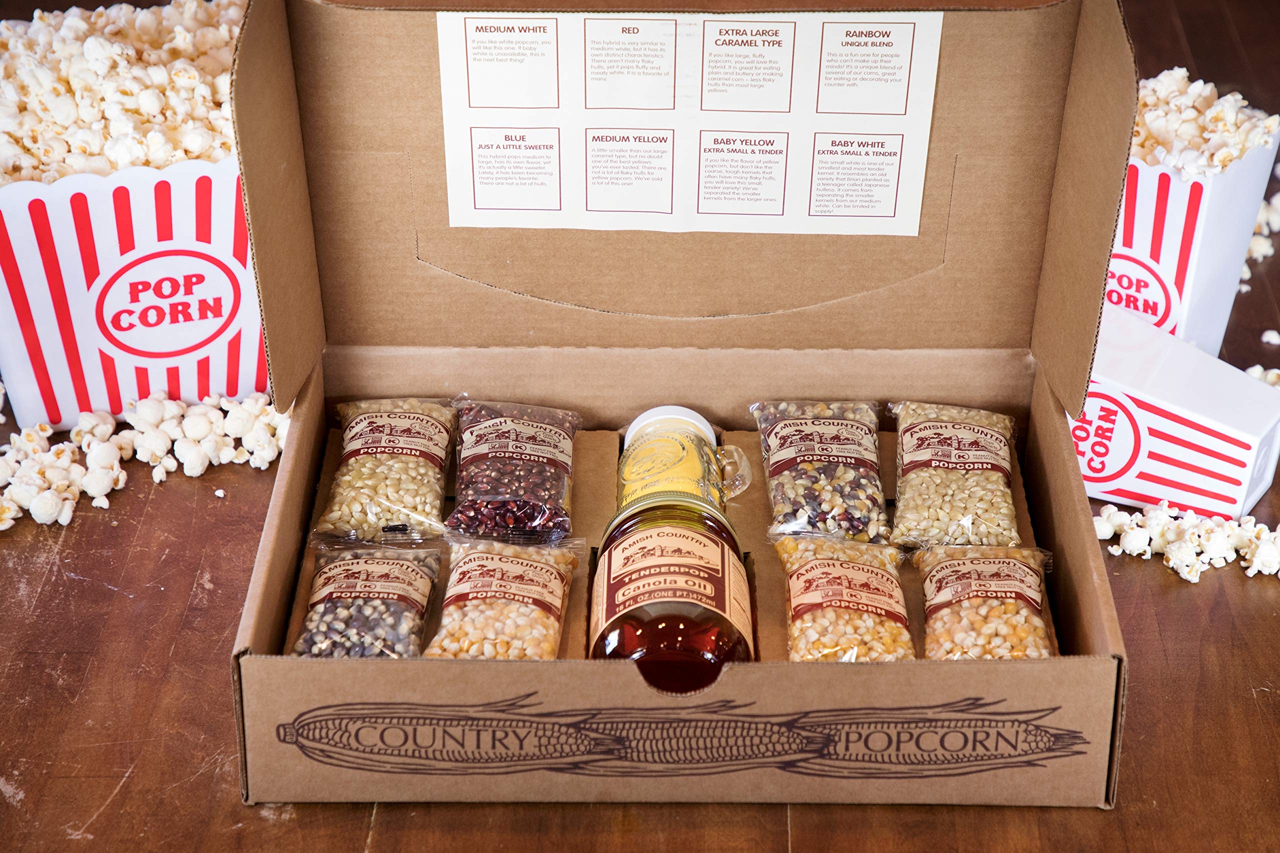 Amish Country Popcorn | 4 Ounce Variety Gift Sets | Old Fashioned, Non-GMO and Gluten Free (Closed Variety Gift Set, 8-4 Ounce)