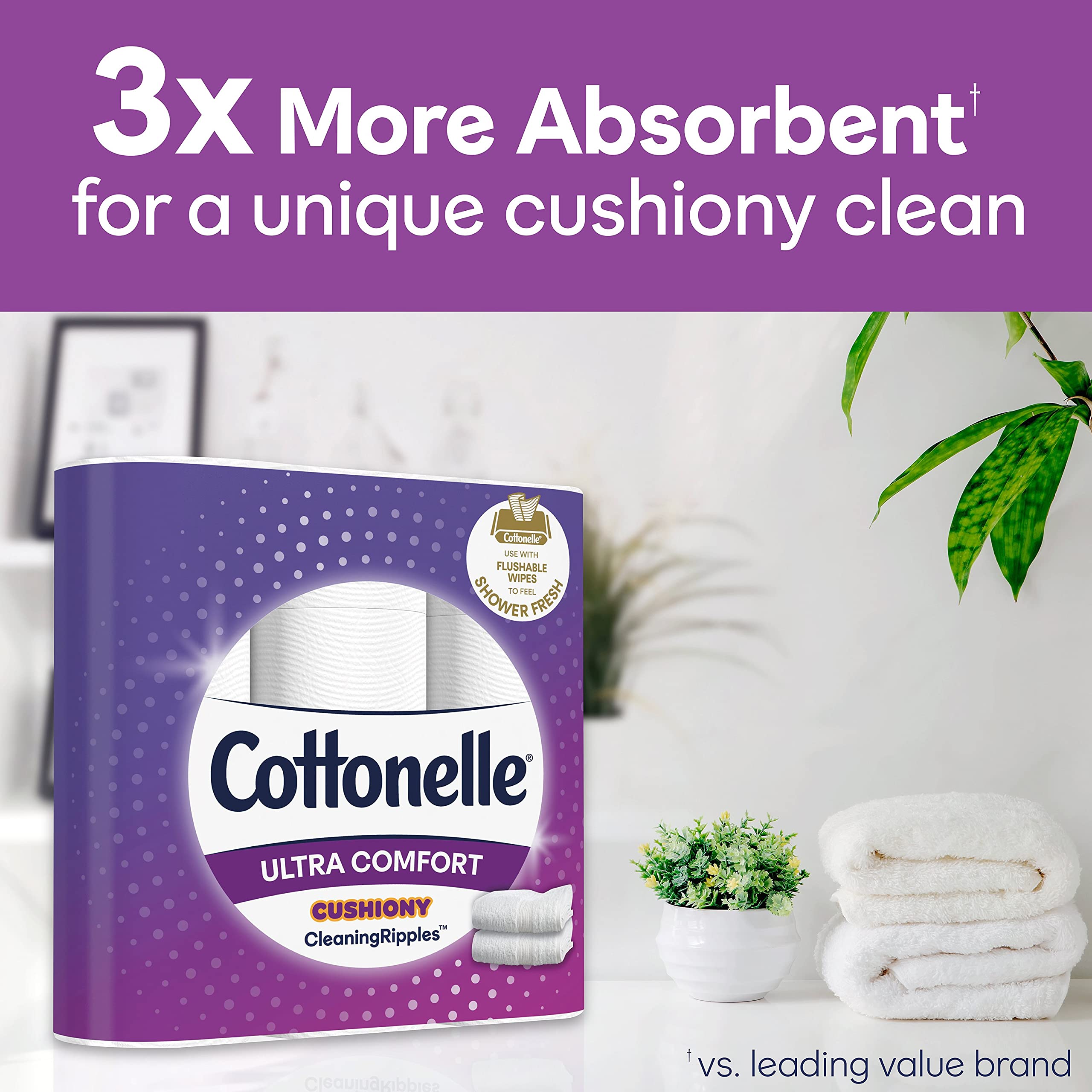 Cottonelle Ultra Comfort Toilet Paper with Cushiony CleaningRipples Texture, Strong Bath Tissue, 6 Family Mega Rolls (6 Family Mega Rolls = 27 Regular Rolls), 325 Sheets per Roll