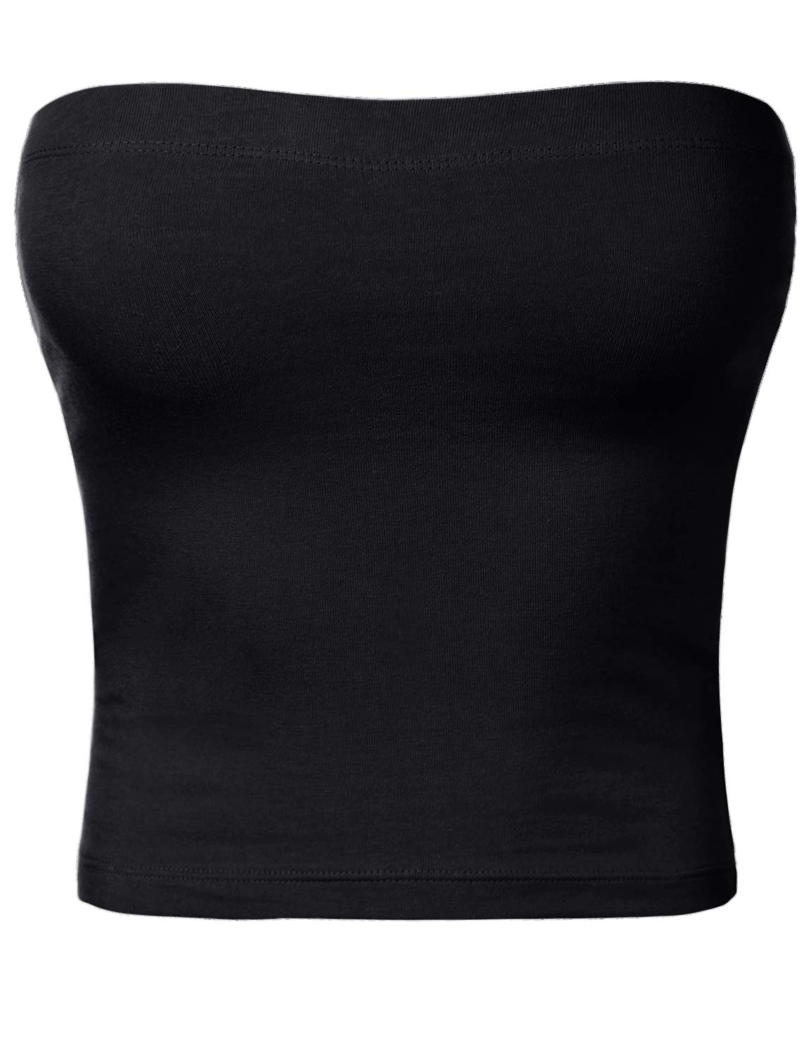 HATOPANTS Tube Crop Shapewear Tops Strapless Cute Sexy Cotton Basic Casual Black L
