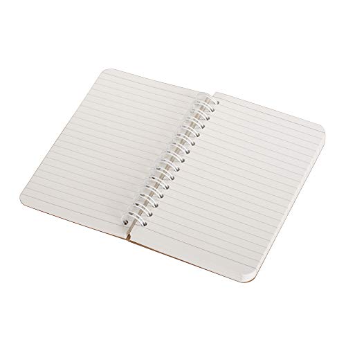 TWONE Kraft Cover Lay Flat Spiral Notebooks - Two Pack - 3.5" x 5.5" - 180 Ruled Pages - 90 Sheets - Easy to Carry