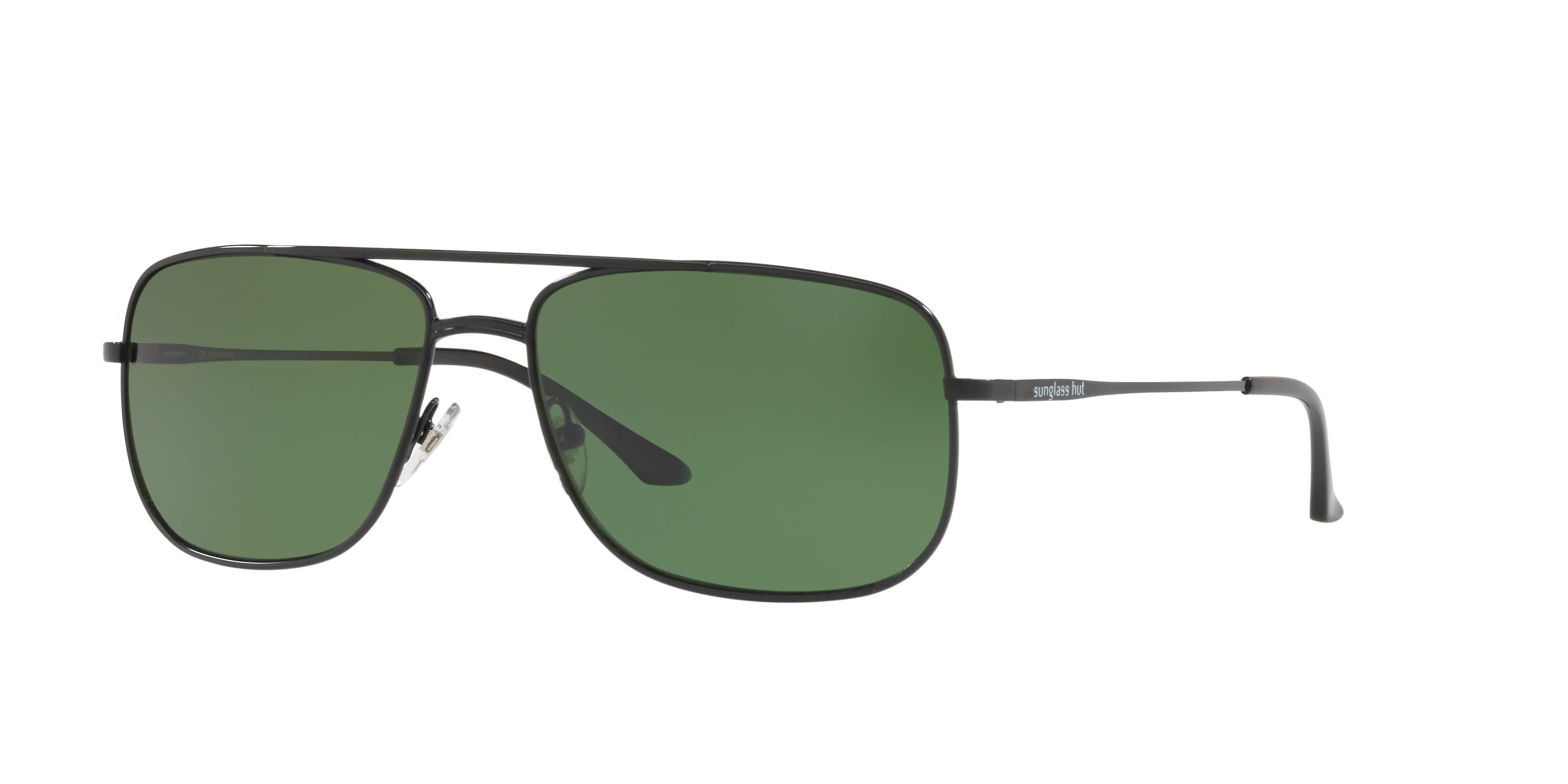Sunglass Hut Collection Man Sunglasses Black Frame, Polarized Green Classic G-15 Lenses, 59MM