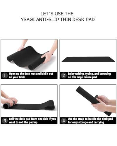 Non-Slip Leather Desk Mat, Desk Mouse Pad, Waterproof PVC Leather Desk Table Protector, Large Desk Blotter, Easy Clean Laptop Desk Writing Mat for Office/Work/Home/Decor(Black, 35.4" x 17")