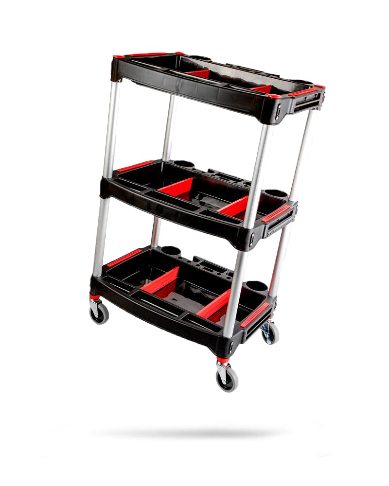 Adam's Polishes Standard Detailing Cart, Custom Mobile Rolling Utility Detailing Tool Cart Organizer for Garage DIY Home Projects, Extra Storage for Mechanics & Detailers During Repairs Car Wash/Wax
