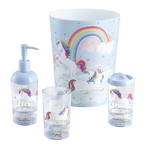 Allure Home Creation Unicorn & Rainbow 4-Piece Plastic Bath Accessory Set