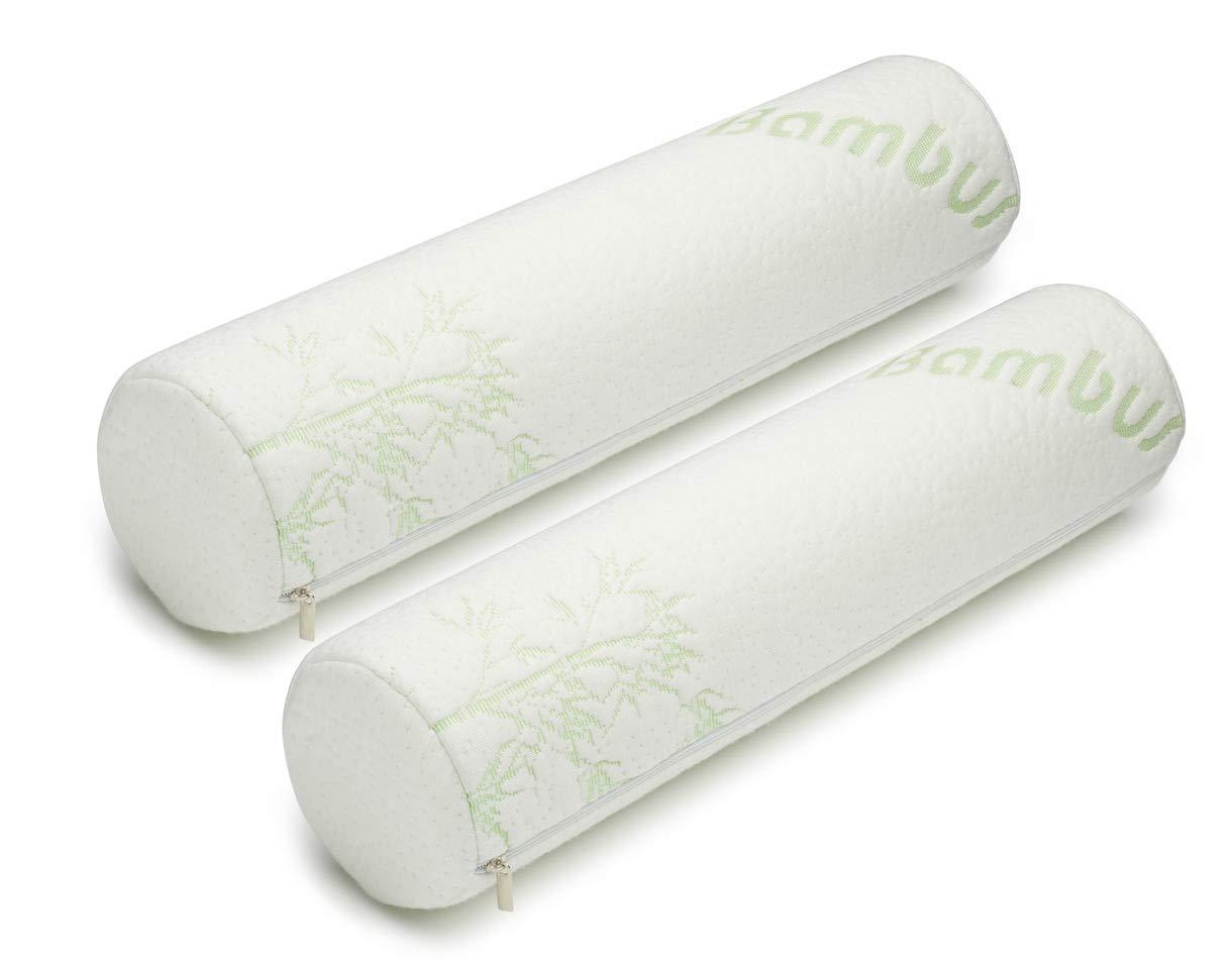 AllSett Health 2 Pack Cervical Neck Roll Memory Foam Pillow, Bolster Pillow, Round Neck Pillows Support for Sleeping | Bolster Pillow for Bed, Legs, Back and Yoga | 4 Inch Diameter x 17 Inches Long