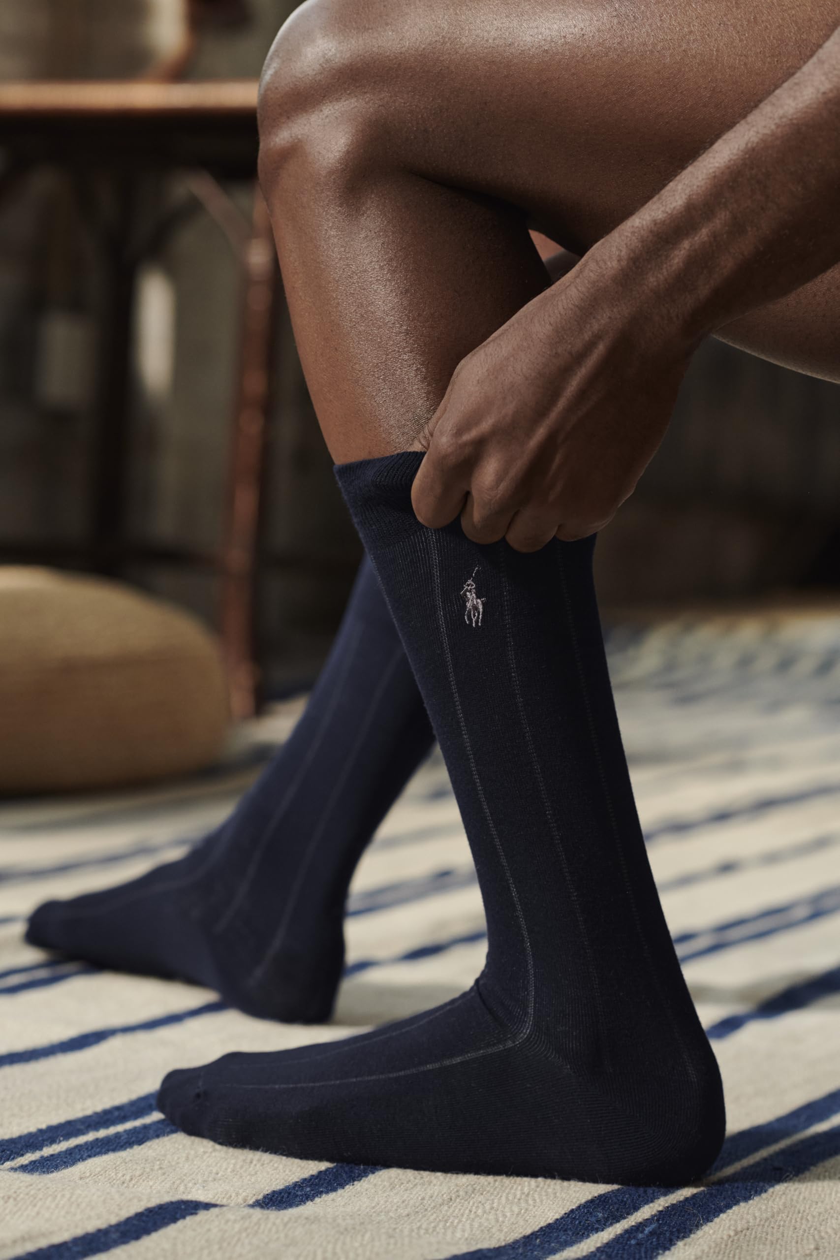 Polo Ralph Lauren Assorted Pattern Dress Crew Socks-4 Pair Pack-Soft and Lightweight Cotton Comfort, Black, Men's Shoe Size: 6-12.5