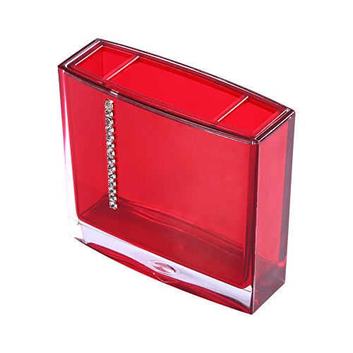 5PC Acrylic Bathroom Accessories Set Red Bath Ensemble Includes Emulsion Bottle Gargle Cup Toothbrush Holder Soap Dish for Home New Apartment Hotel,Toilet Brush Holder
