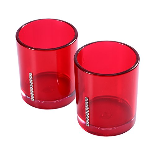 5PC Acrylic Bathroom Accessories Set Red Bath Ensemble Includes Emulsion Bottle Gargle Cup Toothbrush Holder Soap Dish for Home New Apartment Hotel,Toilet Brush Holder