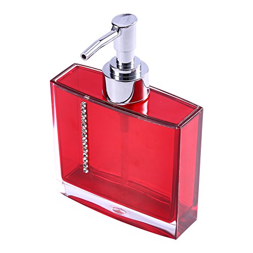 5PC Acrylic Bathroom Accessories Set Red Bath Ensemble Includes Emulsion Bottle Gargle Cup Toothbrush Holder Soap Dish for Home New Apartment Hotel,Toilet Brush Holder