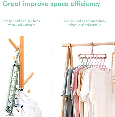 ESOUL TECHNOLOGY Magic Hangers Closet Space Saving Clothes Hanger Organizer Pack of 8 Plastic Suit Hangers 360 Degree Swivel 8pink