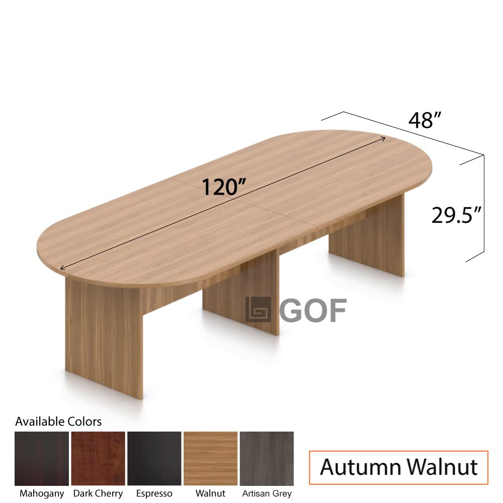 GOF 6FT, 8FT, 10FT Conference Table & Chairs (G11343B) Set, Dark Cherry, Espresso, Mahogany, Walnut, Artisan Grey (10ft Table Only, Walnut)
