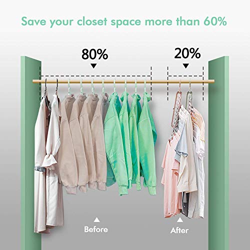 ESOUL TECHNOLOGY Magic Hangers Closet Space Saving Clothes Hanger Organizer Pack of 8 Plastic Suit Hangers 360 Degree Swivel 8pink