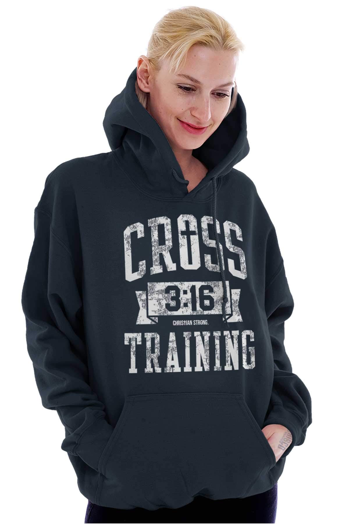 Brisco Brands Cross Training 3:16 Christian Hoodie Sweatshirt Women Men Navy