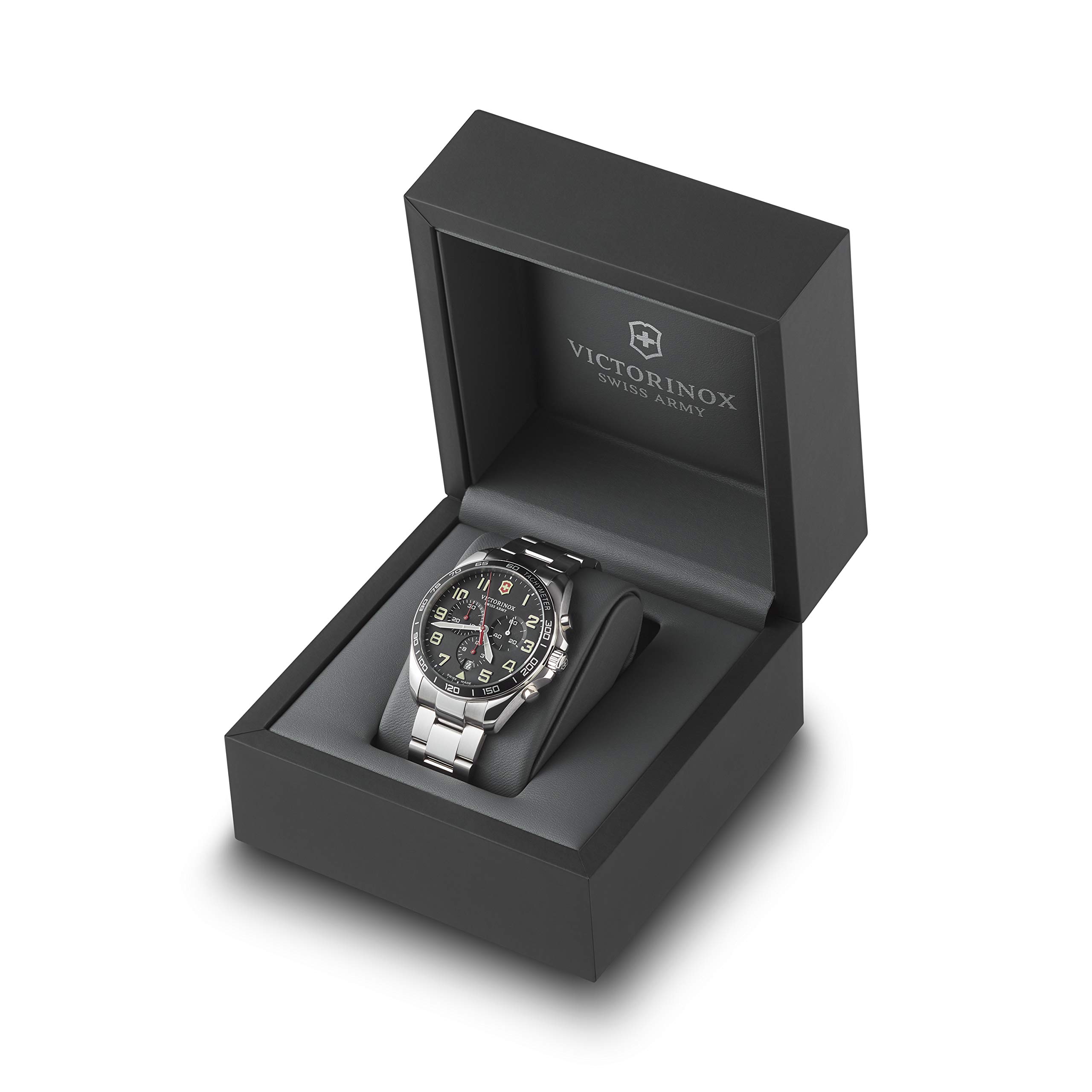 Victorinox Fieldforce Chrono Black Dial Stainless Steel Bracelet Watch 42mm - 241855