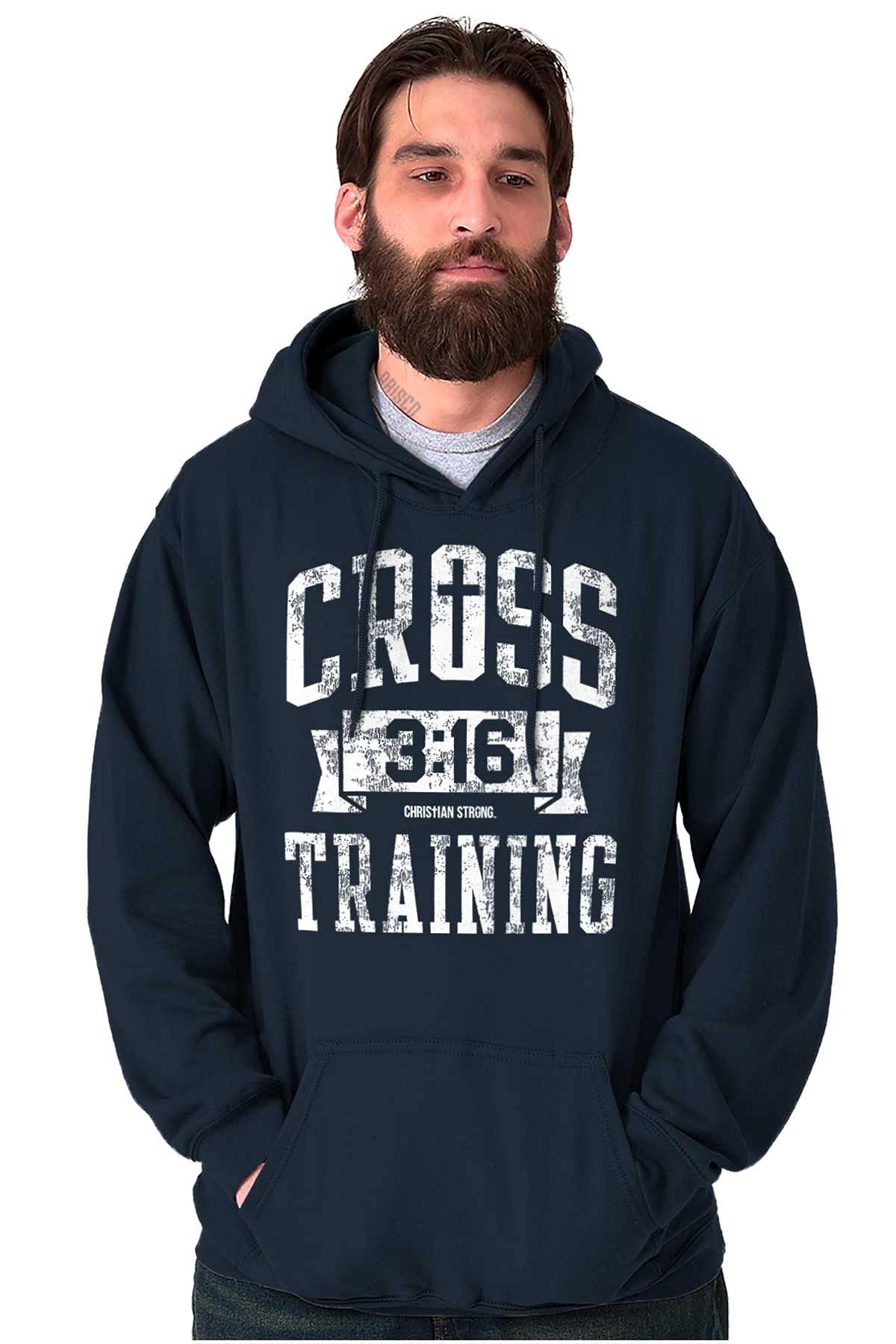 Brisco Brands Cross Training 3:16 Christian Hoodie Sweatshirt Women Men Navy