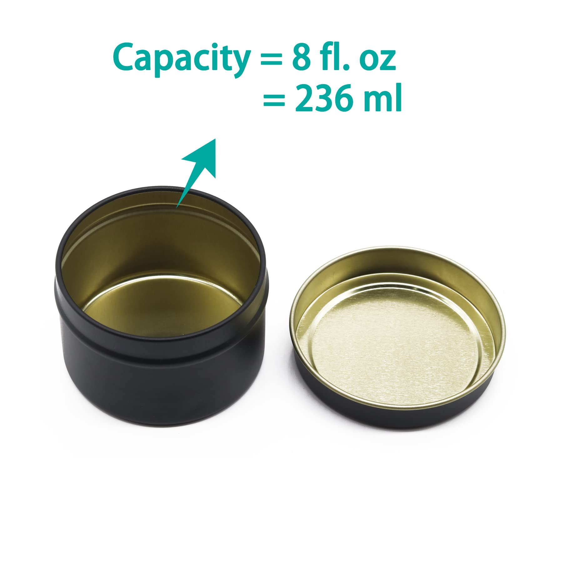 Aroparc Candle Tins 8oz, 24 Piece Candle Tin Cans Bulk Candle Containers for Candle Making Supplies Candle Tins - Black