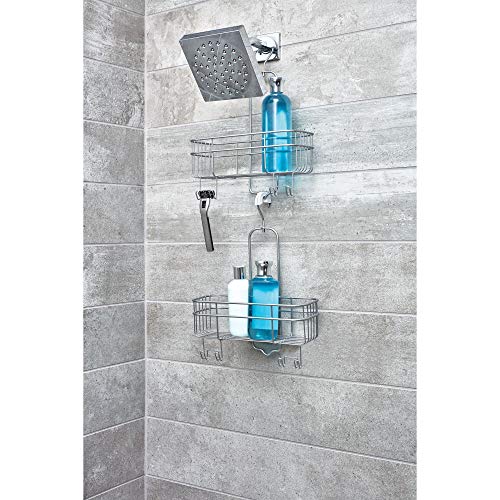 iDesign Euro Metal Hanging Shower Caddy with Swivel Hook and Bathroom Organizer for Shower Organization β 11" x 4.5" x 14.86", Silver