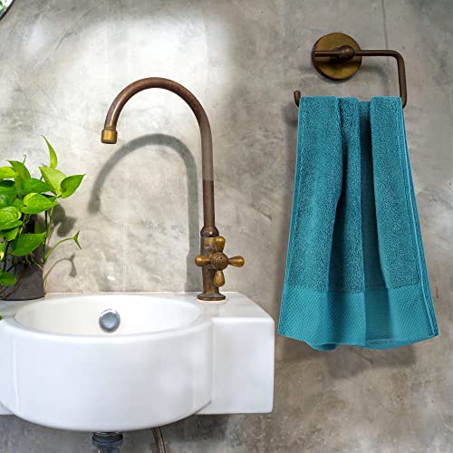 PiccoCasa 100% Cotton Hand Towels, 2 Pack Thick Face Towel Set Design, Super Soft and Highly Absorbent Hand Towel for Bathroom (Teal, 16 x 30 Inch)