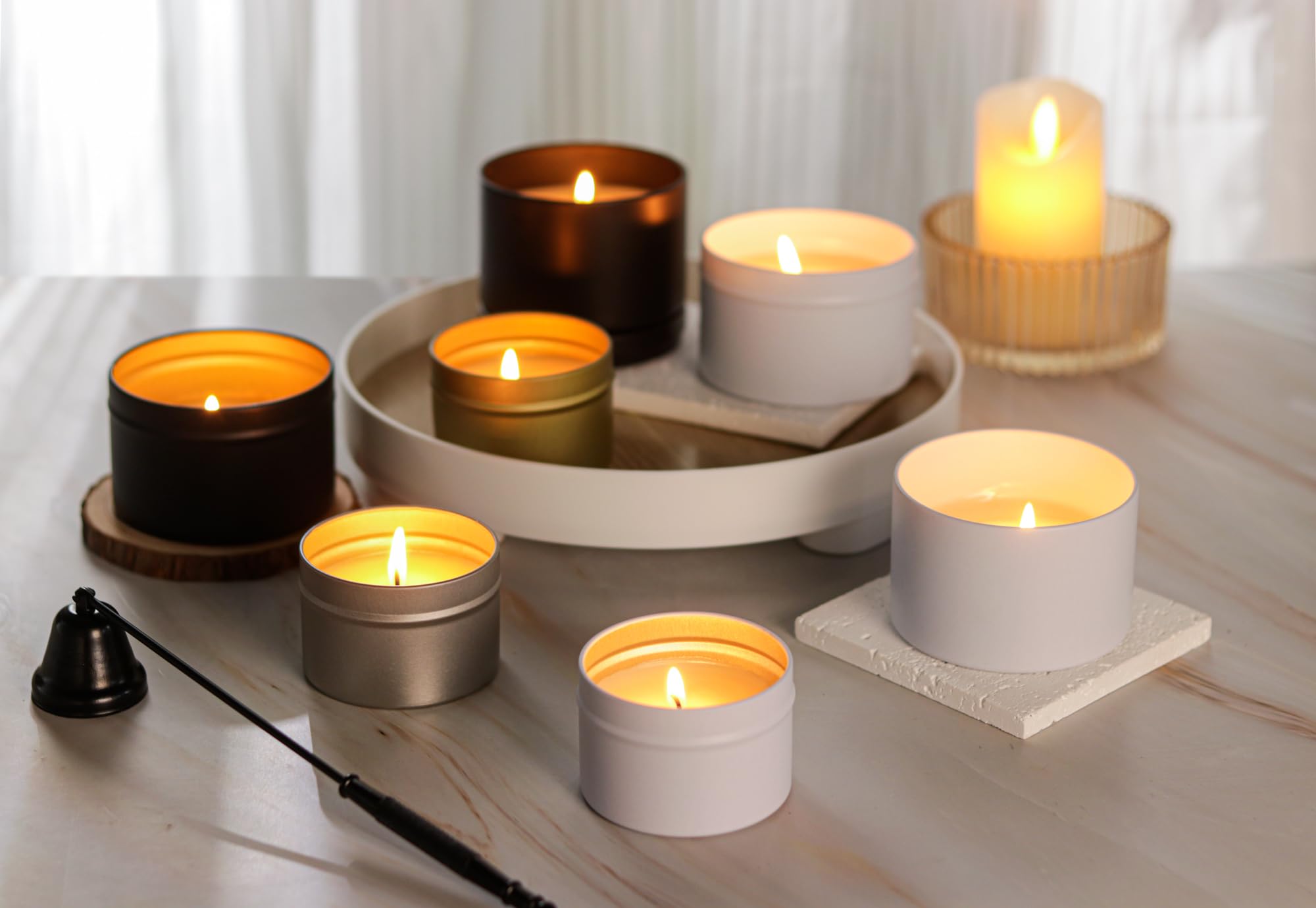Aroparc Candle Tins 8oz, 24 Piece Candle Tin Cans Bulk Candle Containers for Candle Making Supplies Candle Tins - Black