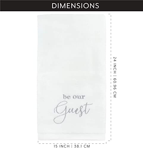 AuldHome Design Guest Towels (Set of 2, White w/Gray); Be Our Guest Monogrammed Hand Towels