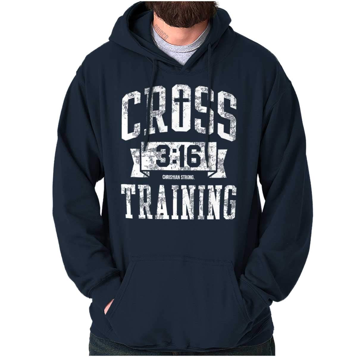 Brisco Brands Cross Training 3:16 Christian Hoodie Sweatshirt Women Men Navy