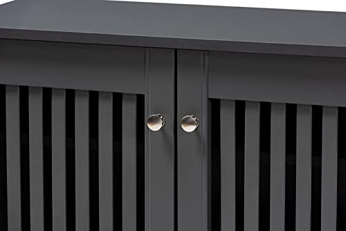 Baxton Studio Fernanda Modern and Contemporary Dark Gray 3-Door Wooden Entryway Shoe Storage Wide Cabinet
