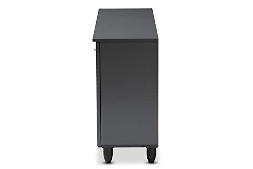 Baxton Studio Fernanda Modern and Contemporary Dark Gray 3-Door Wooden Entryway Shoe Storage Wide Cabinet