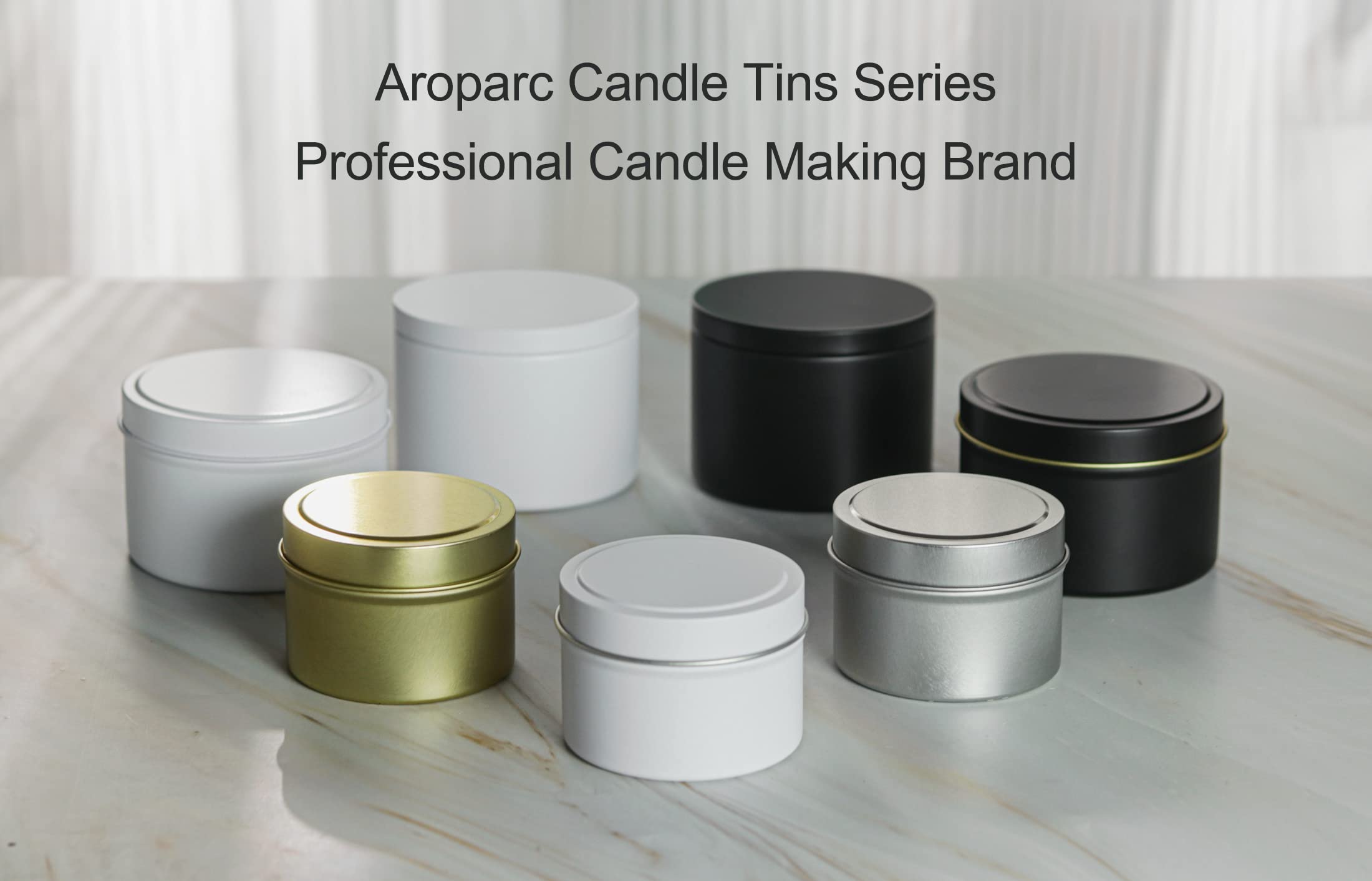 Aroparc Candle Tins 8oz, 24 Piece Candle Tin Cans Bulk Candle Containers for Candle Making Supplies Candle Tins - Black